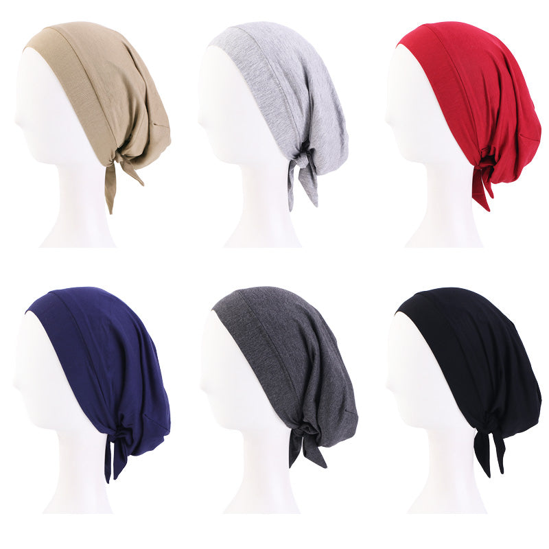 Satin Lined Cotton Turban for Women Pre-Tied Band Muslim Hijab JDU-423 ...