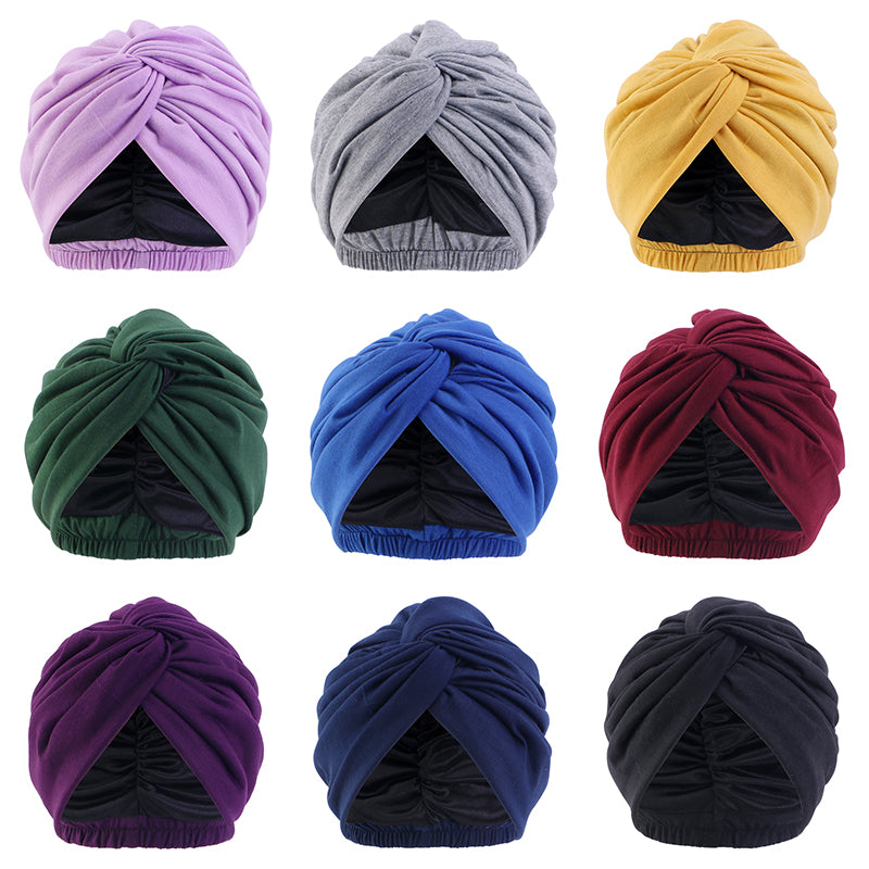 Turbans for Women Silk Satin Lined Turban Head Wrap Adjustable Twisted ...